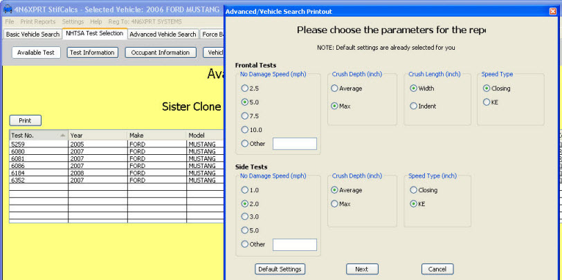 4N6XPRT StifCalcs : NHTSA Crash Tests : Vehicle Crash Tests : Stiffness ...